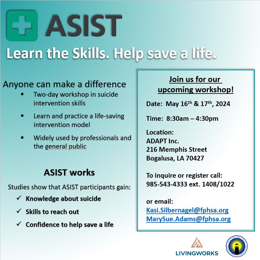 ASIST Workshop - Suicide Intervention Skills Training (May 16-17, 2024 ...